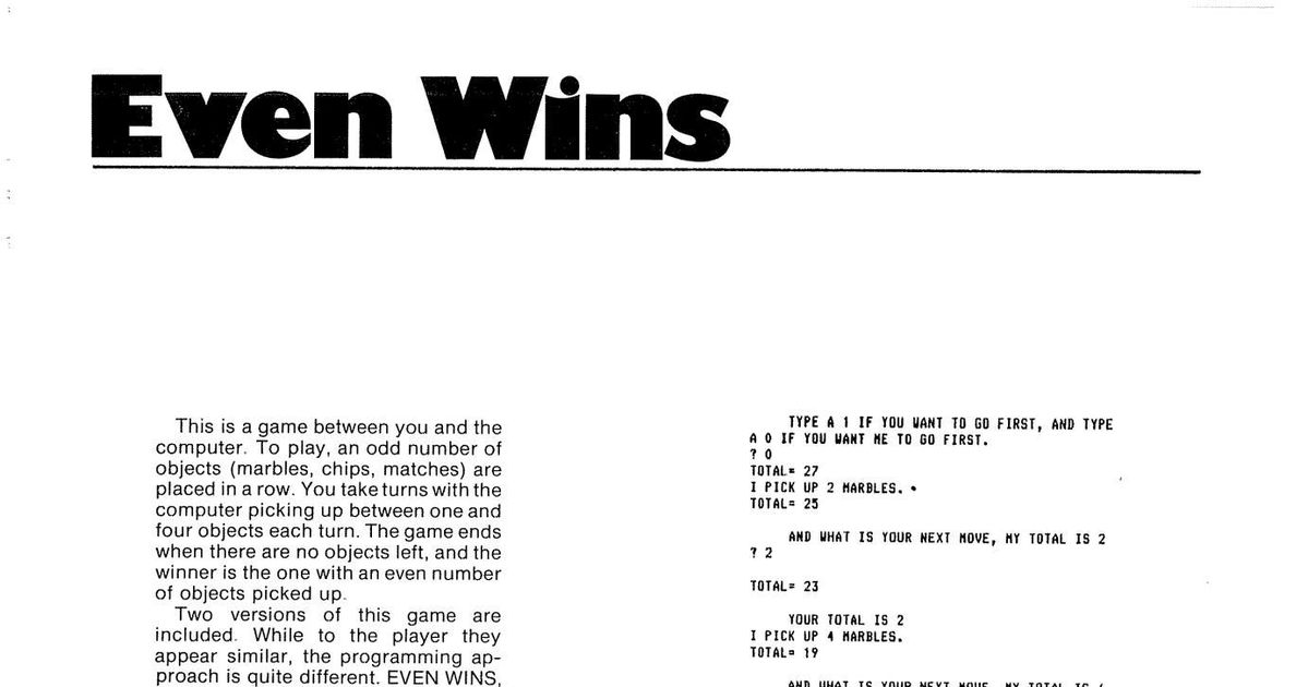 Even-Wins | Video Game | VideoGameGeek