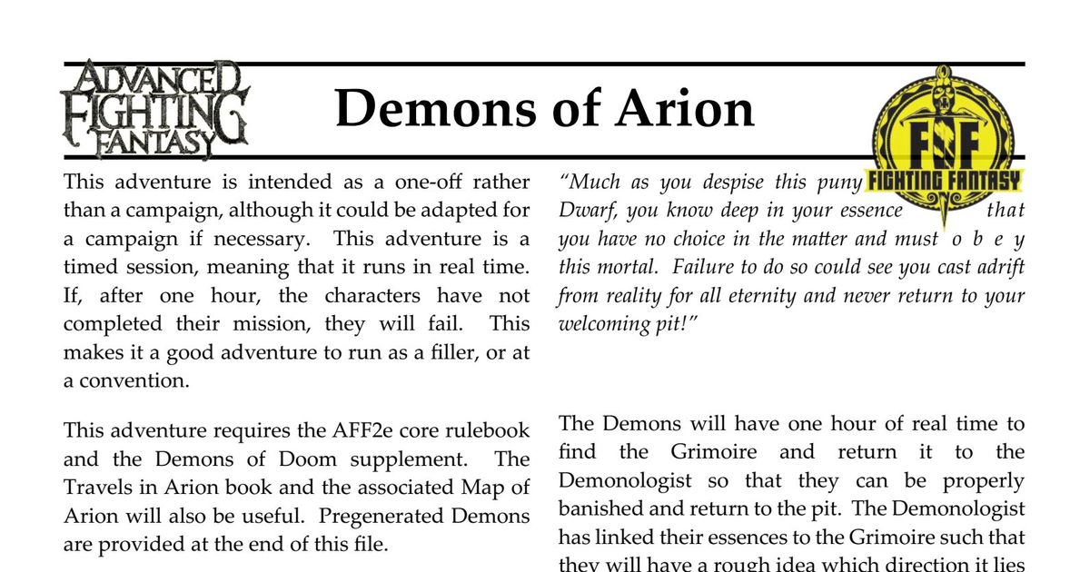 Demons of Arion | RPG Item | BoardGameGeek
