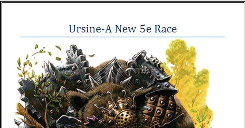 Ursine - A New 5e Race | RPG Item | RPGGeek