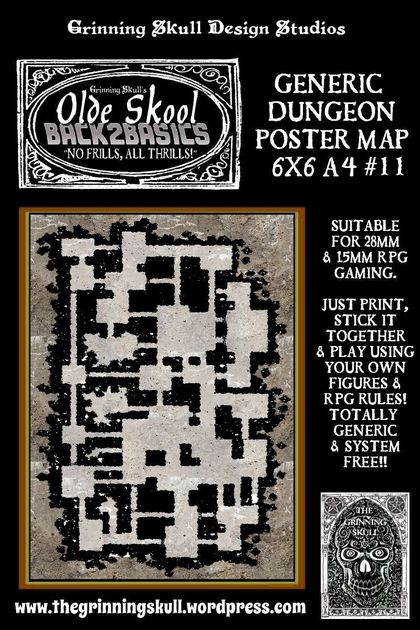Olde Skool Back2Basics: Generic Dungeon Poster Map 6x6 A4 #11 | RPG ...