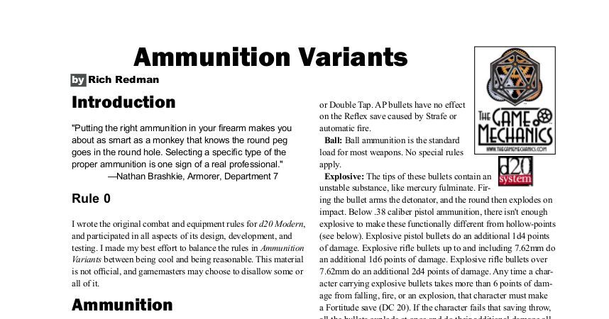 Ammunition Variants | RPG Item | RPGGeek