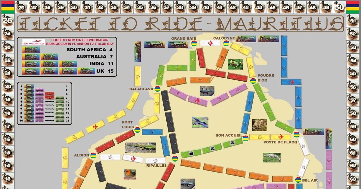 Mauritius (fan expansion for Ticket to Ride) | Board Game | BoardGameGeek