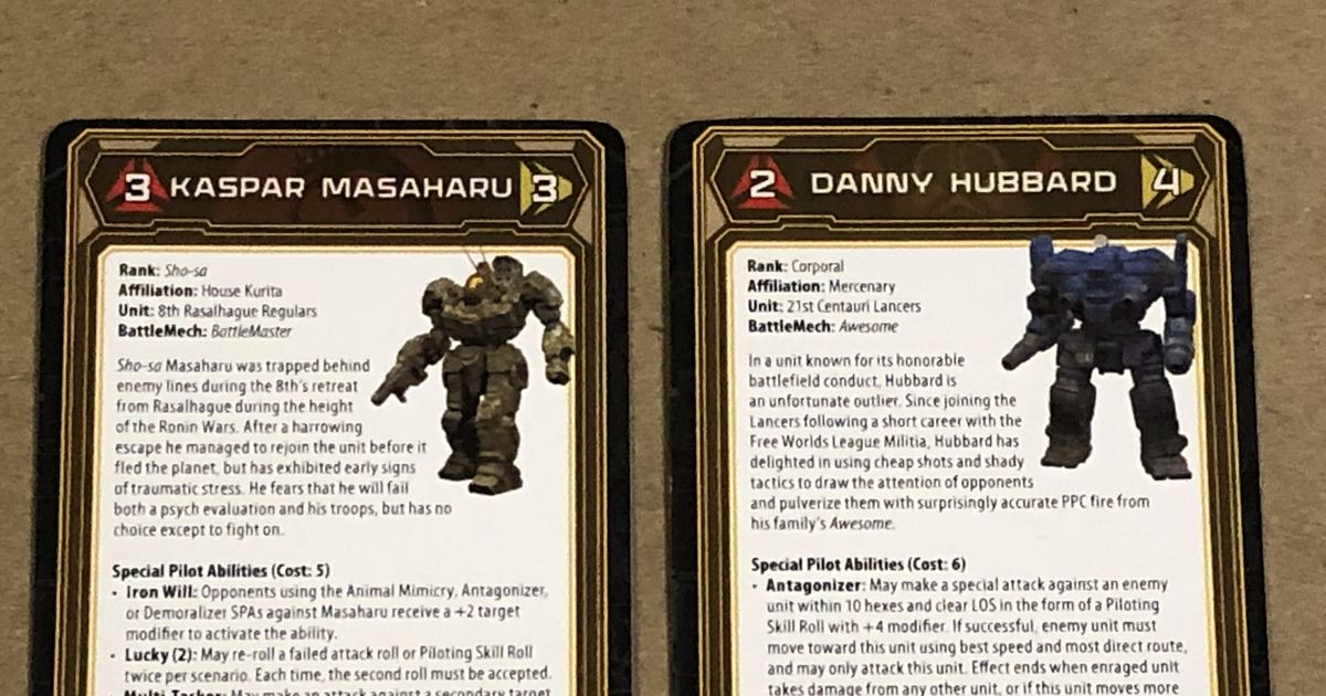 BattleTech: A Game of Armored Combat – New Pilot Cards | Board Game ...