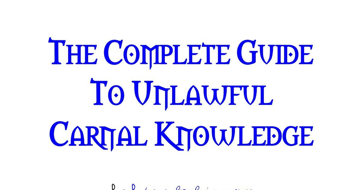 The Complete Guide to Unlawful Carnal Knowledge | RPG Item | BoardGameGeek