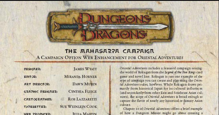 The Mahasarpa Campaign | RPG Item | RPGGeek