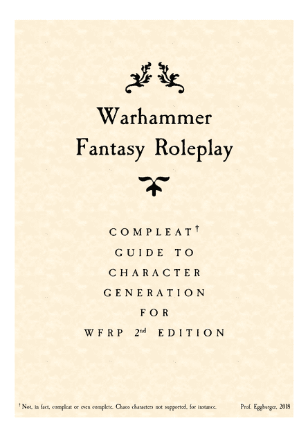 Compleat Guide to Character Generation for WFRP 2nd Edition | RPG Item ...