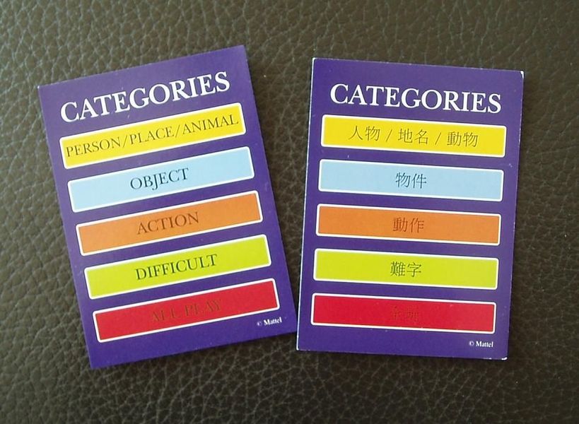 pictionary card categories