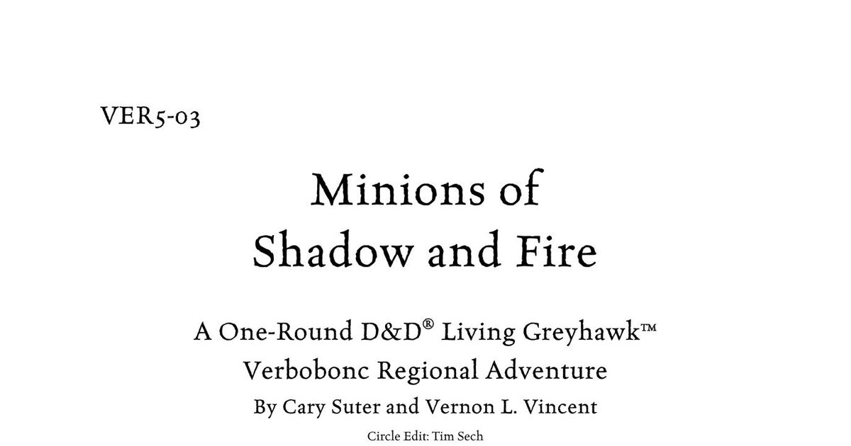 VER5-03: Minions of Shadow and Fire | RPG Item | RPGGeek