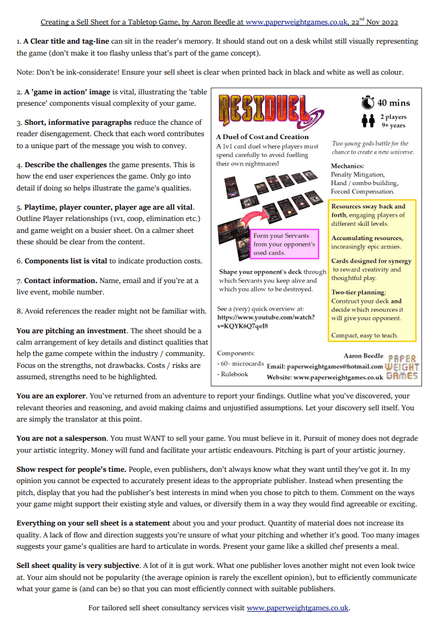 Guidance For Creating Sell Sheets for Tabletop Games | Paper Weight ...