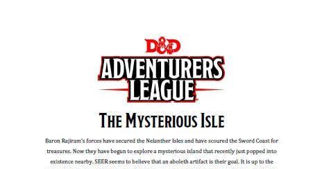 DDAL05-18: The Mysterious Isle | RPG Item | RPGGeek