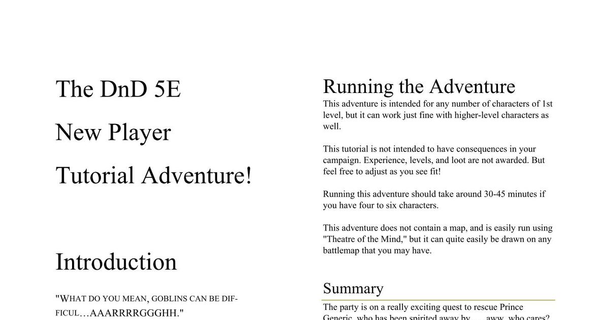 The DnD 5E New Player Tutorial Adventure! | RPG Item | RPGGeek
