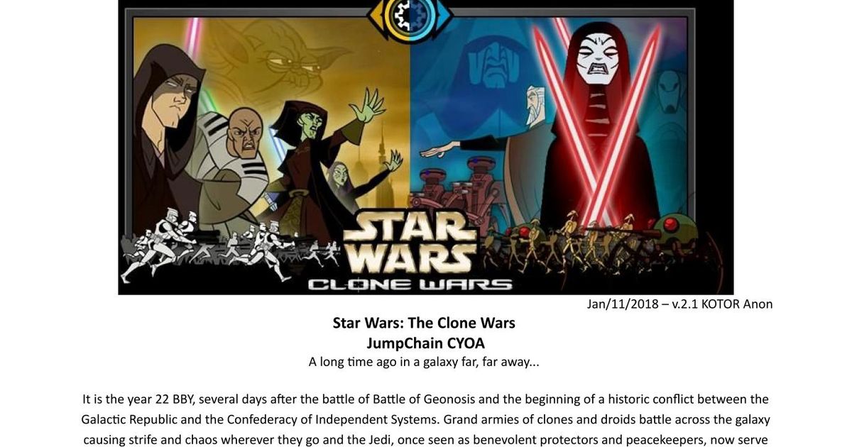 Star Wars: The Clone Wars JumpChain CYOA | RPG Item | RPGGeek