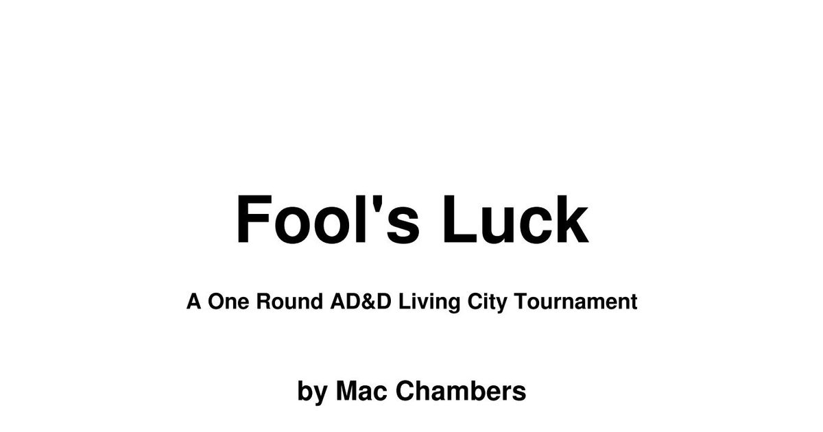 Fool's Luck | RPG Item | RPGGeek
