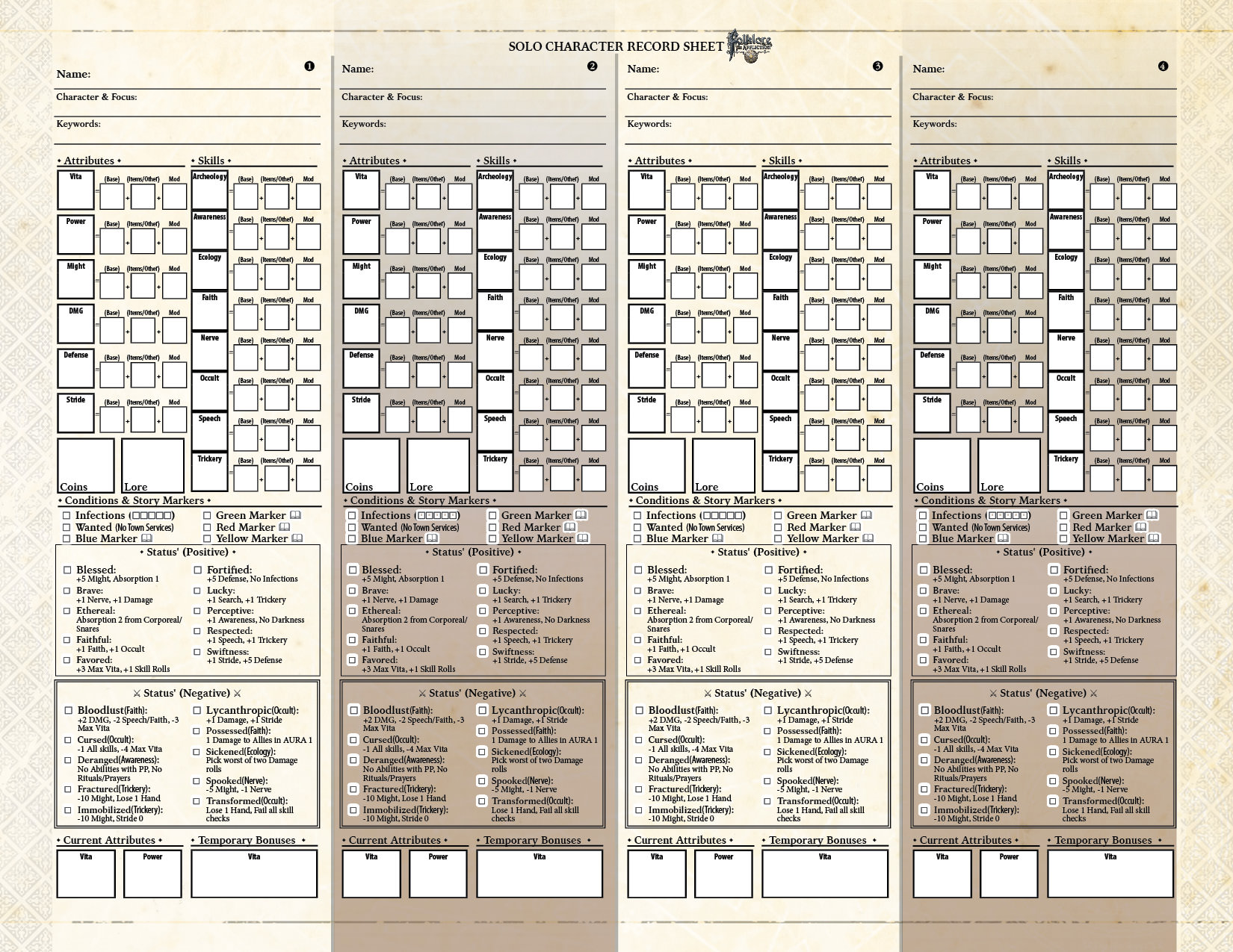 Gloomhaven character sheet