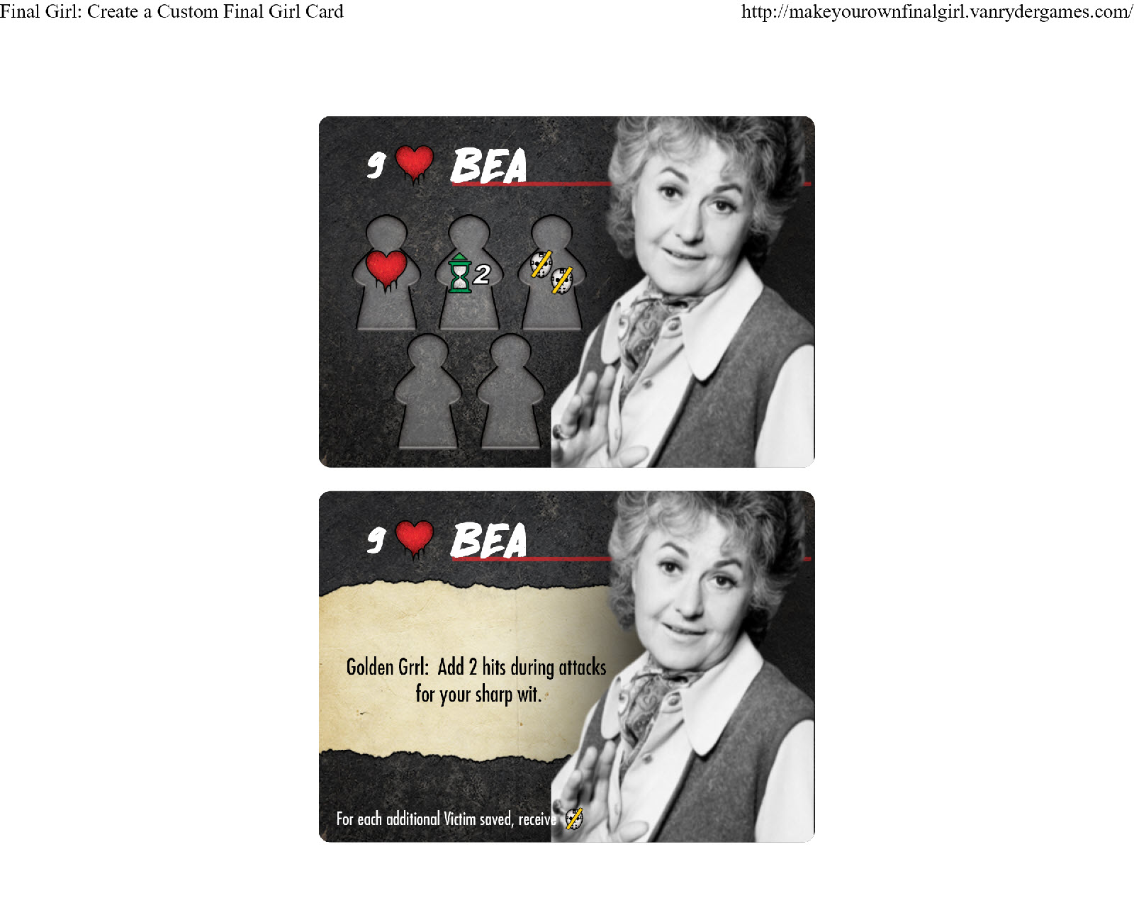 Thanks for the Custom Final Girl tool! | Final Girl