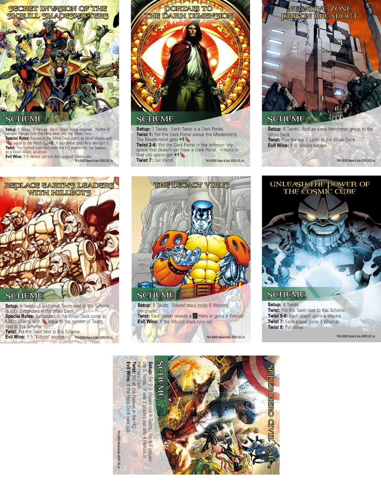 Print & Play unique artwork for the original Schemes | Legendary: A ...