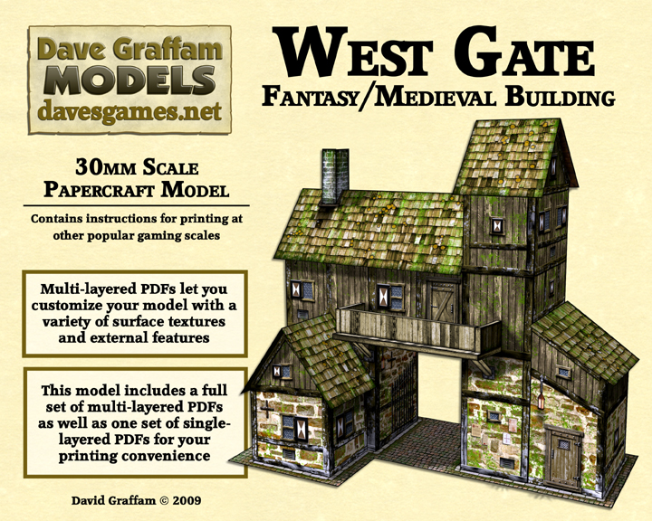 West Gate 30mm papercraft model released by Dave Graffam Models