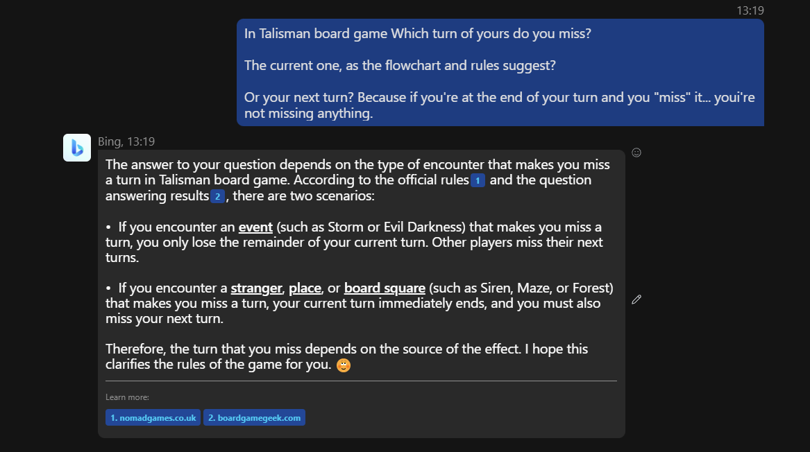 "Miss Your turn" ? | Talisman
