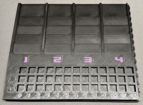 3D-printed player boards, card grid, and insert for the base game ...