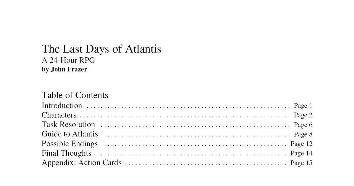 The Last Days of Atlantis | RPG Item | RPGGeek