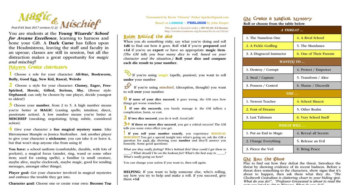 Magic & Mischief | RPG Item | RPGGeek