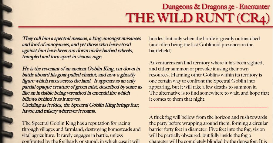 The Wild Runt | RPG Item | RPGGeek