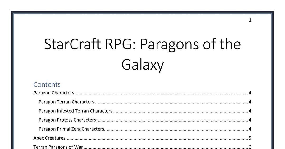 StarCraft RPG: Paragons of the Galaxy | RPG Item | RPGGeek