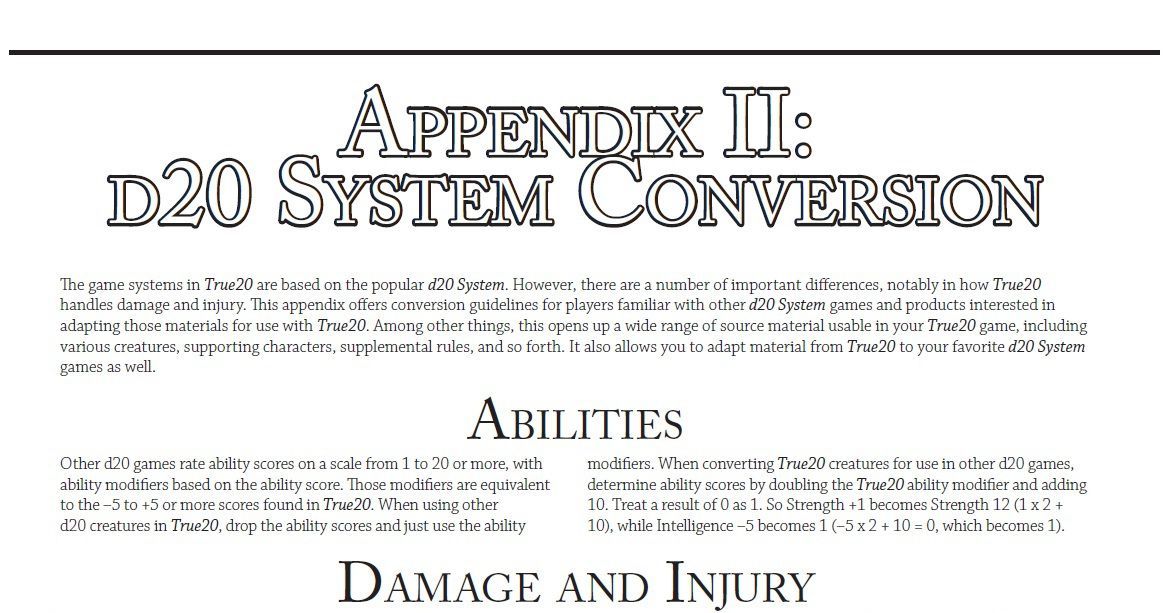 Converting d20 to True20 | RPG Item | RPGGeek