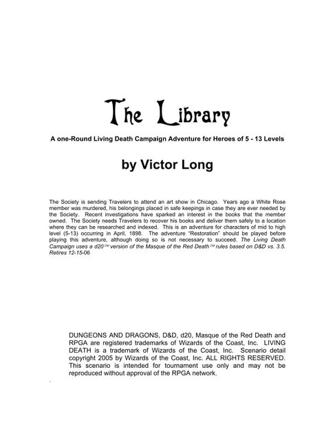 The Library | RPG Item | RPGGeek