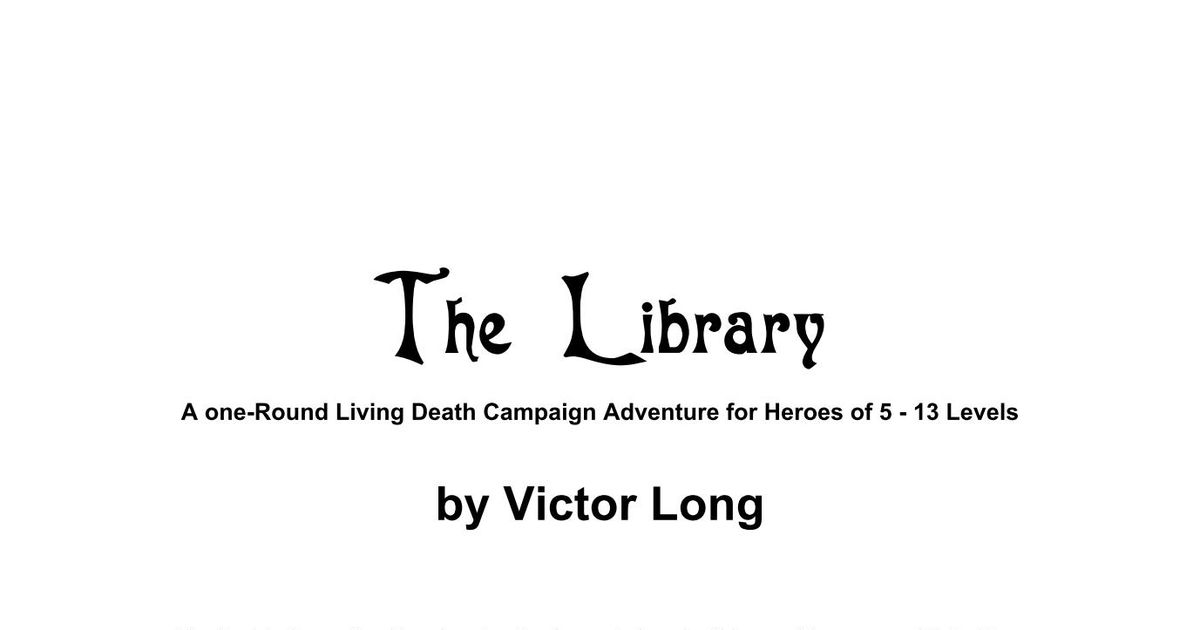 The Library | RPG Item | RPGGeek