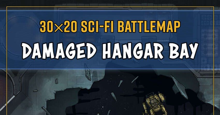 Sci-Fi Battlemap: Damaged Hangar Bay | RPG Item | RPGGeek