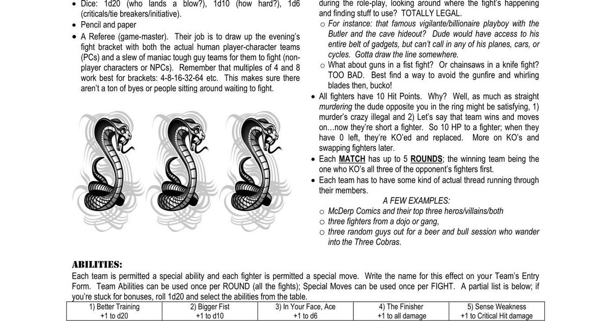 The Three Cobras | RPG Item | RPGGeek