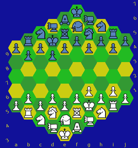 Root-3 Compromise Hexagonal Chess | Hexagonal Chess