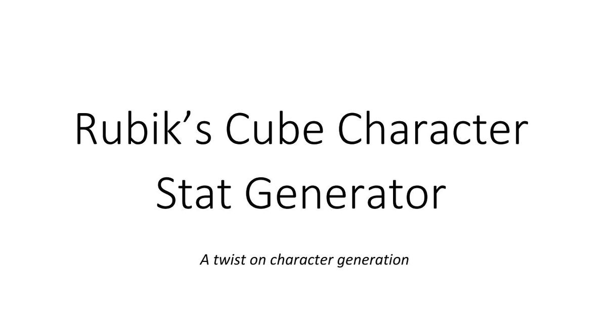 Rubik's Cube Character Stat Generator | RPG Item | RPGGeek