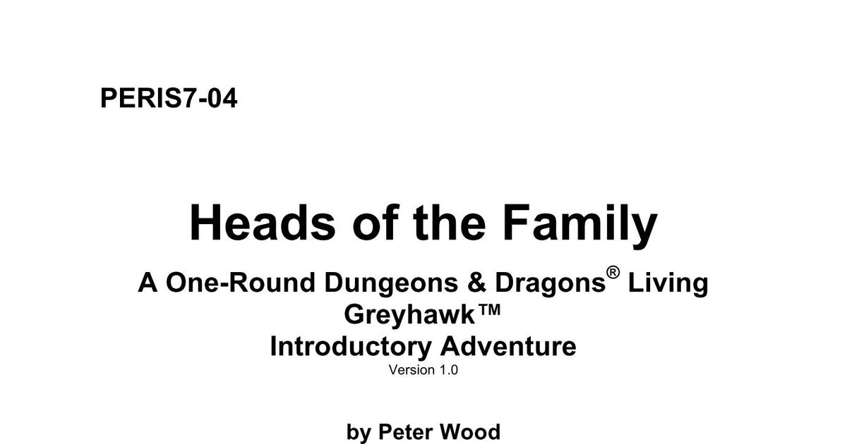 PERIS7-04: Heads of the Family | RPG Item | RPGGeek