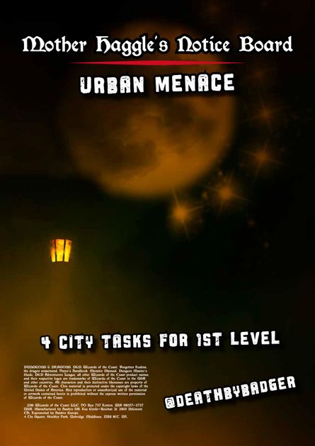 Mother Haggle's Notice Board: Urban Menace | RPG Item | RPGGeek