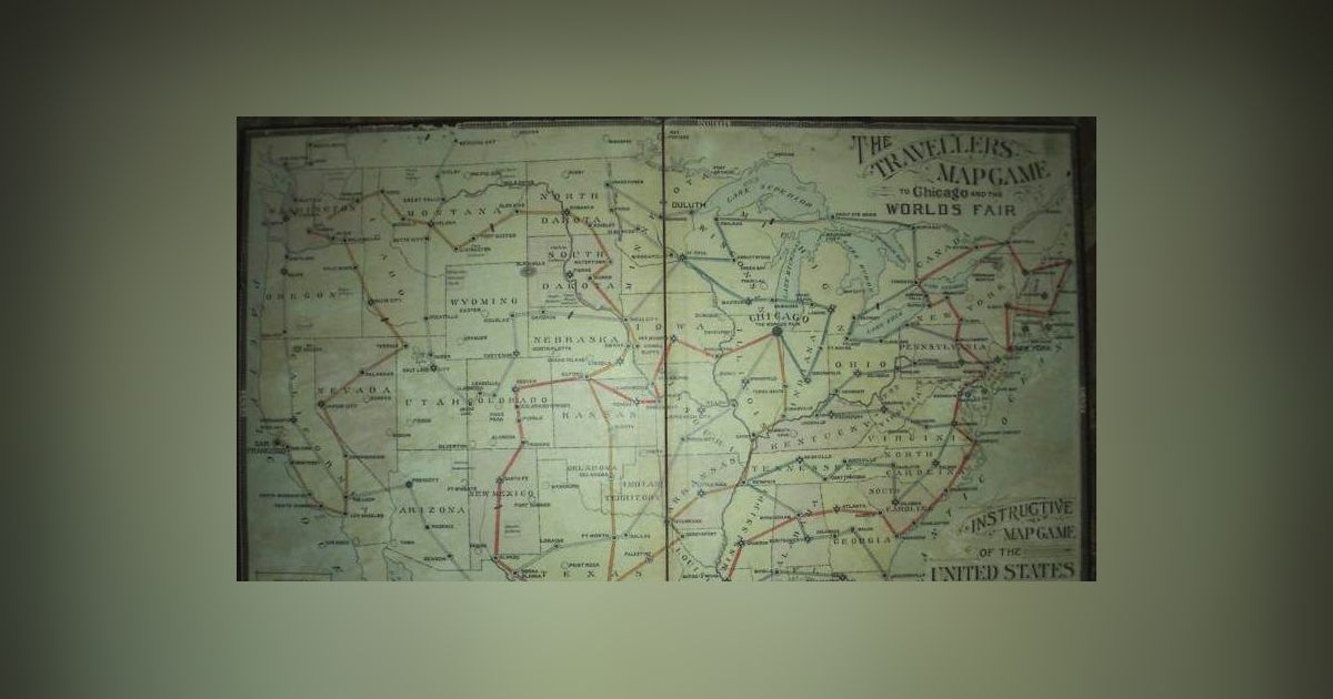 Travellers map game to Chicago and the World's Fair | Board Game ...