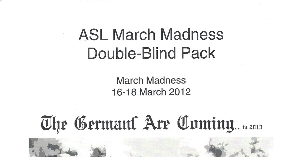 ASL March Madness Double-Blind Pack | Board Game | BoardGameGeek