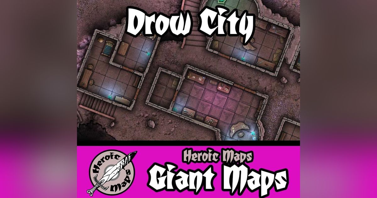 Heroic Maps Giant Maps: Agaricath: Drow City | RPG Item | RPGGeek