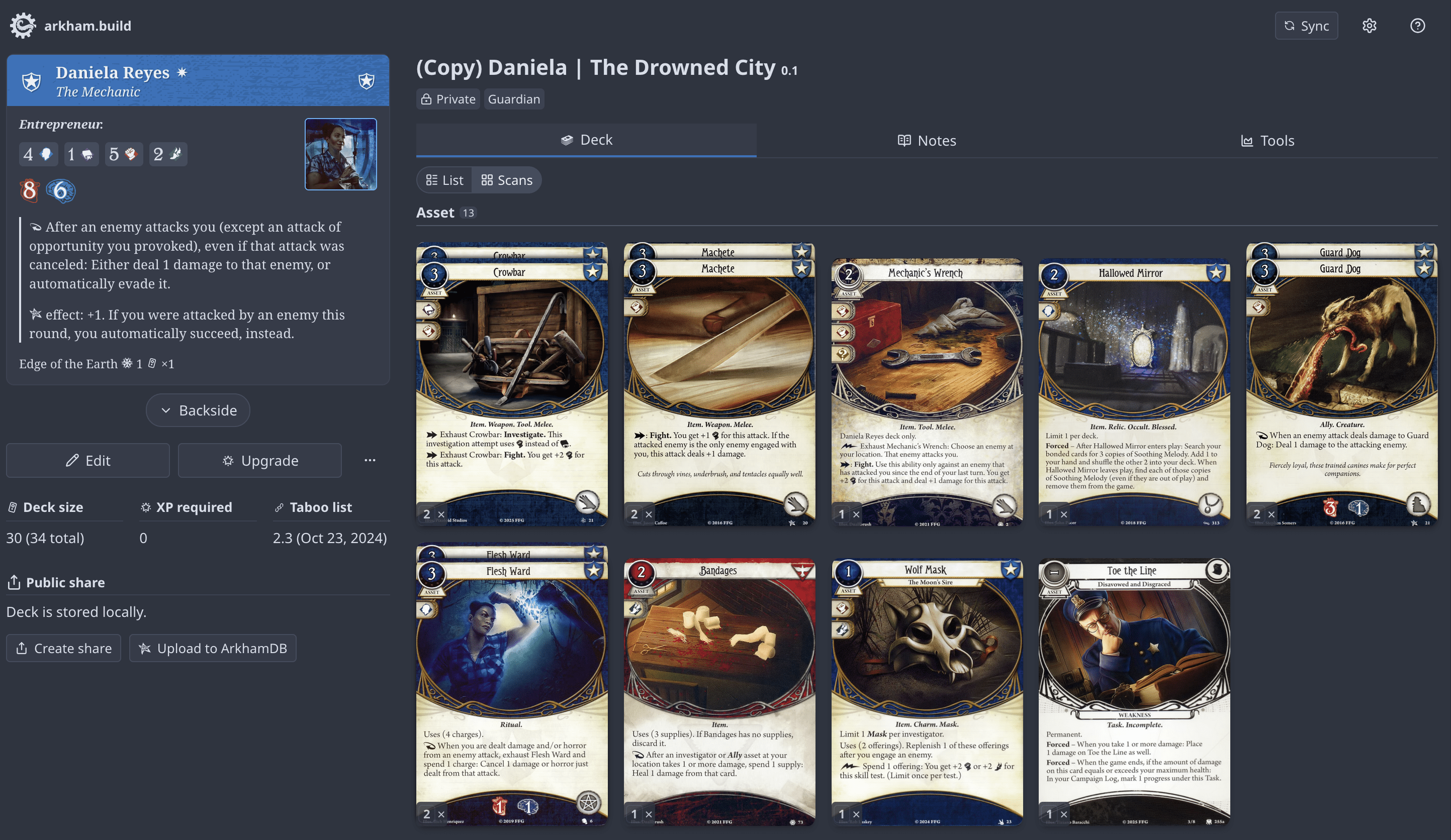 arkham.build: a web deck builder | Arkham Horror: The Card Game