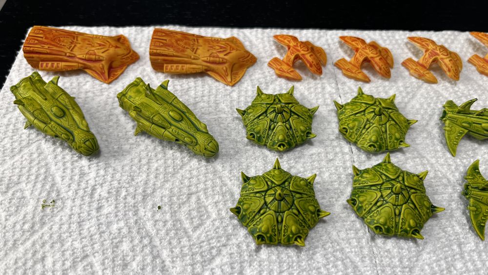 Painted Eclipse Player Ships - Contrast Paints | Eclipse: Second Dawn for the Galaxy