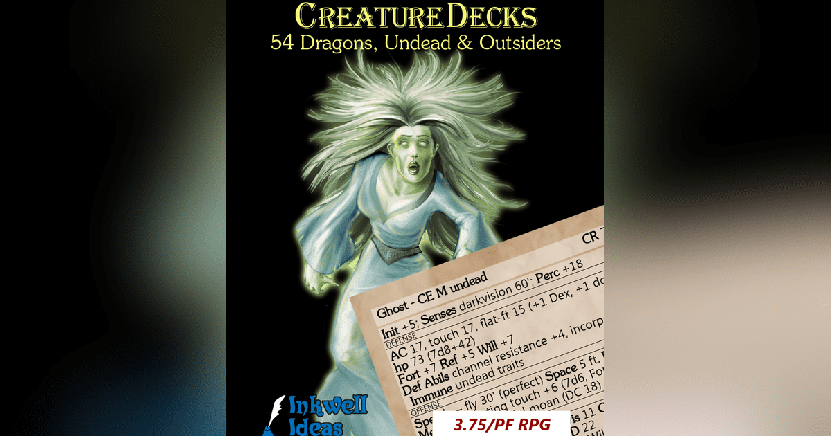 Creature Decks: 54 Dragons, Undead & Outsiders (Pathfinder) | RPG Item ...