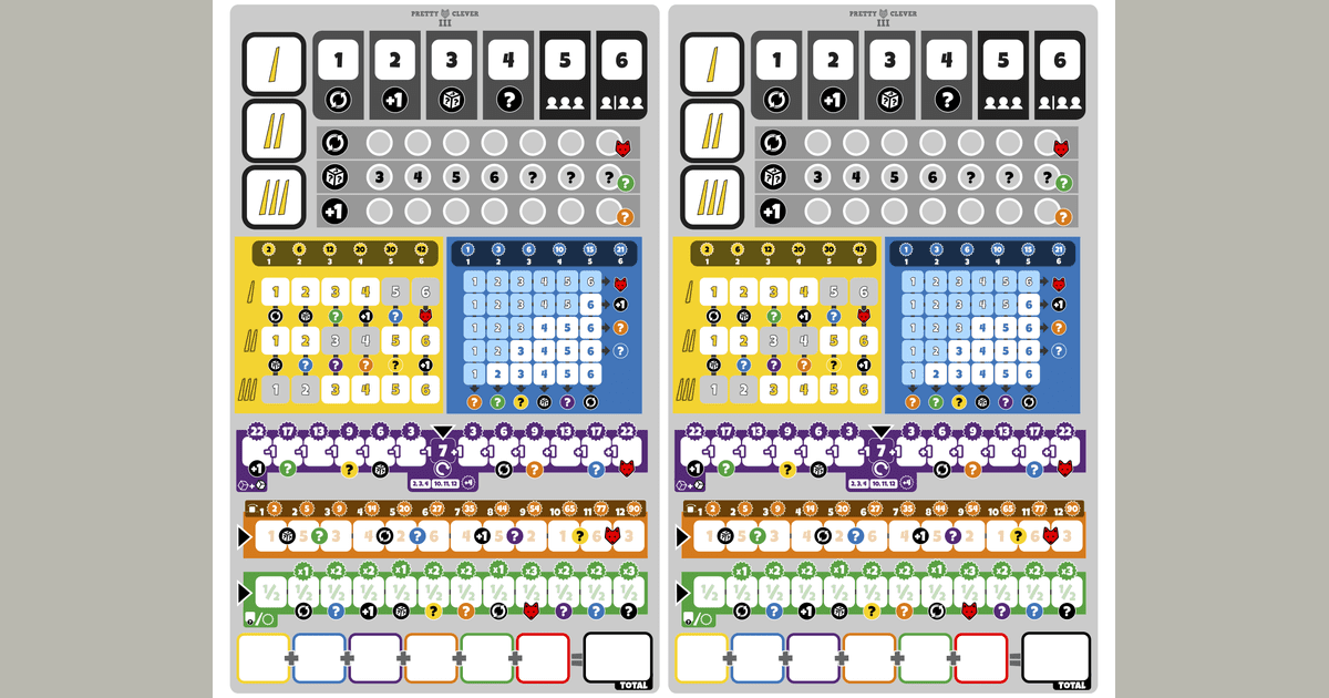 Game Sheets: Clever Hoch Drei (Optimus 3) | Juegos Roll & Write ...