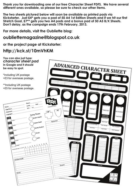 1st Ed Advanced Character Sheet Rpg Item Rpggeek 