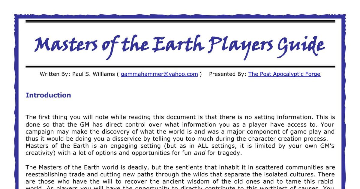 Masters of the Earth | RPG Item | RPGGeek