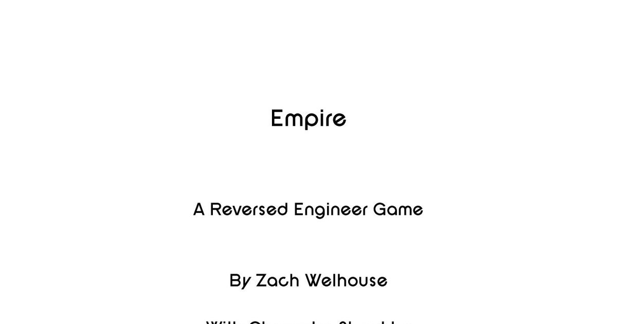 Empire: A Reversed Engineer Game | RPG Item | RPGGeek