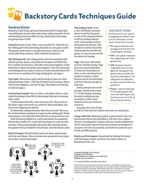 Backstory Cards Techniques Guide | RPG Item | RPGGeek