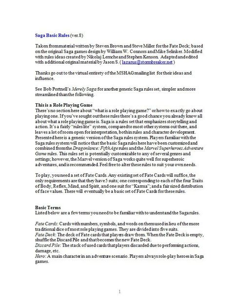 Saga Basic Rules | RPG Item | RPGGeek