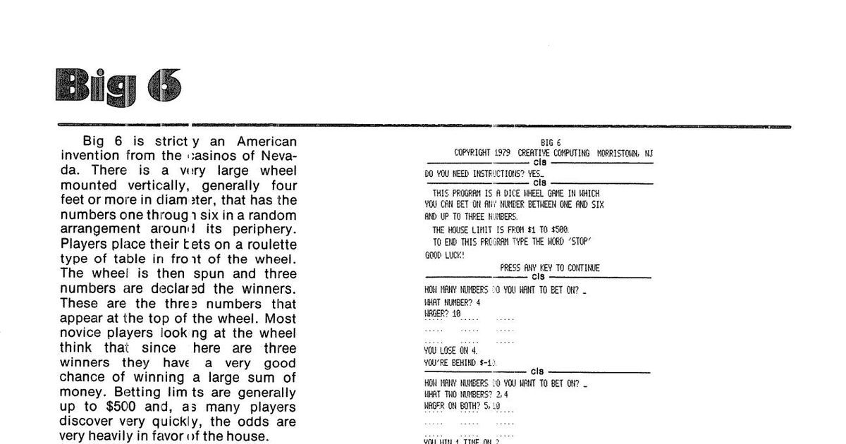 Big 6 | Video Game | BoardGameGeek