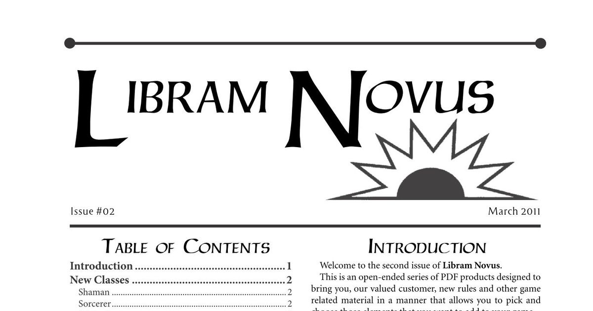 Libram Novus Issue #02 | RPG Item | RPGGeek